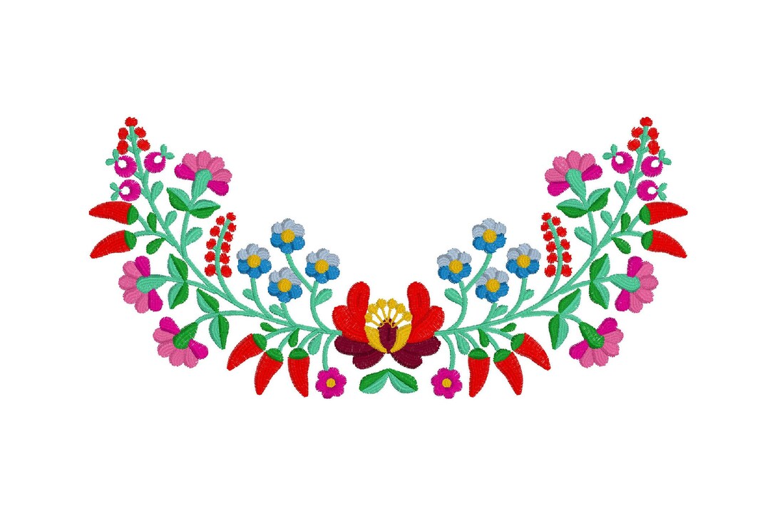 Vintage Folk Flowers Border, 4 Sizes, Machine Embroidery Designs - Etsy