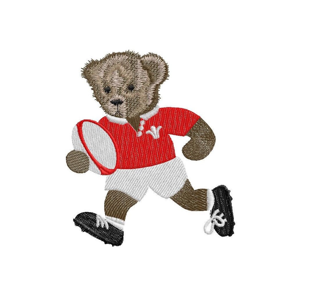 Teddy Bear Rugby Player Wales, 3 Sizes, Machine Embroidery Designs ...