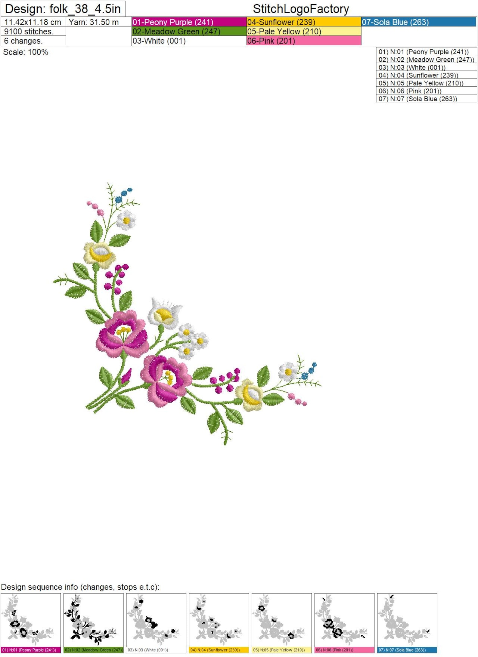 Flower Corner Folk, 2 Sizes, Machine Embroidery Designs - Etsy
