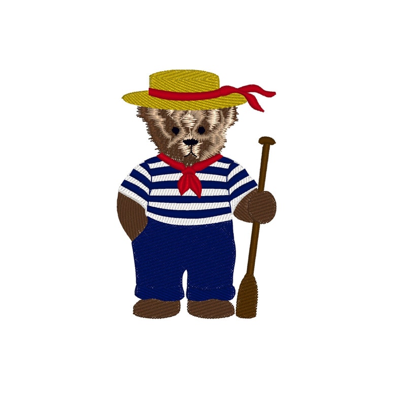 Teddy Bear Venetian, Gondolier, Italy, 3 Sizes, Machine Embroidery ...