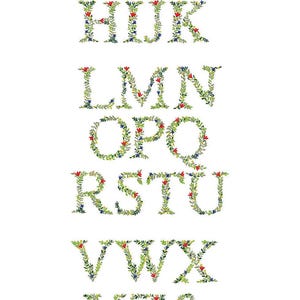 Easter Floral Font With Leaves, 5 Sizes, Machine Embroidery Designs - Etsy
