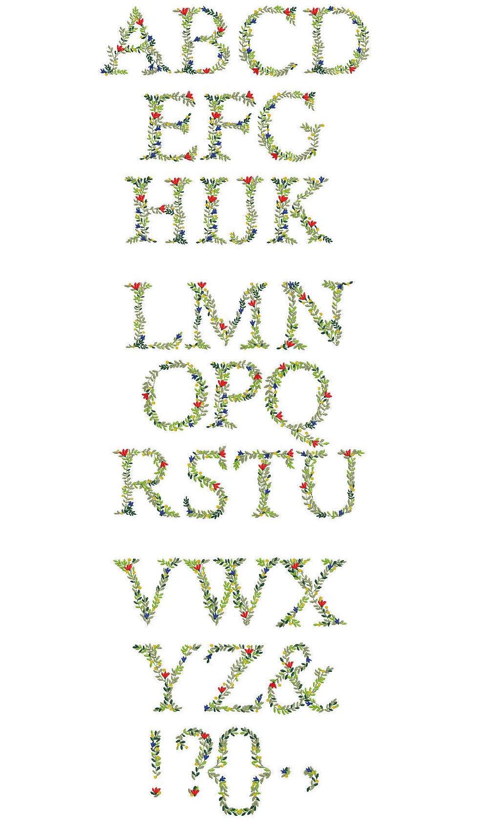 Easter Floral Font With Leaves, 5 Sizes, Machine Embroidery Designs - Etsy