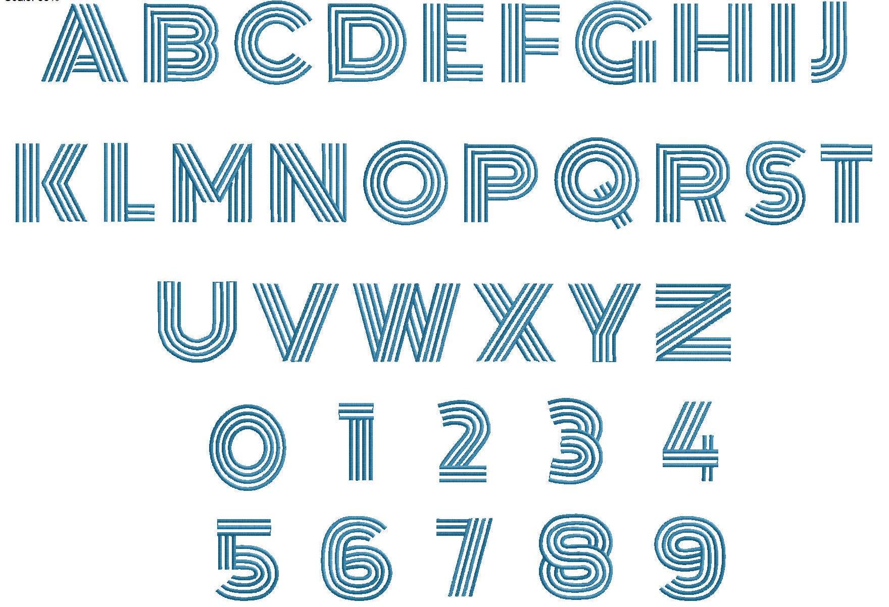 Striped Font, Striped Capital Letters and Numbers, 7 Sizes, Machine ...