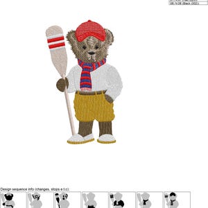 Teddy Bear Rowing, 3 Sizes, Machine Embroidery Designs Instant Download ...