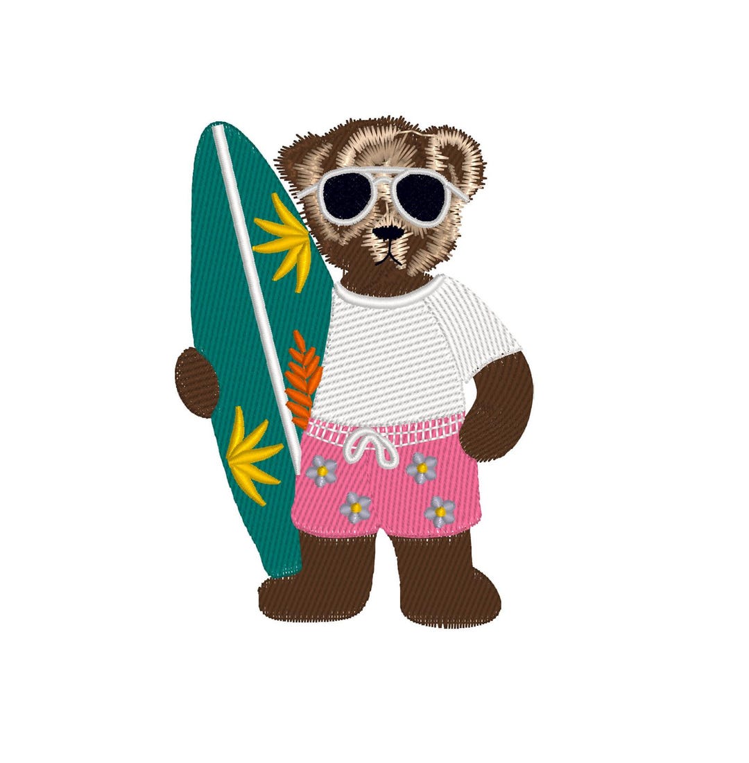 Teddy Bear Surfer, 3 Sizes, Machine Embroidery Designs - Etsy