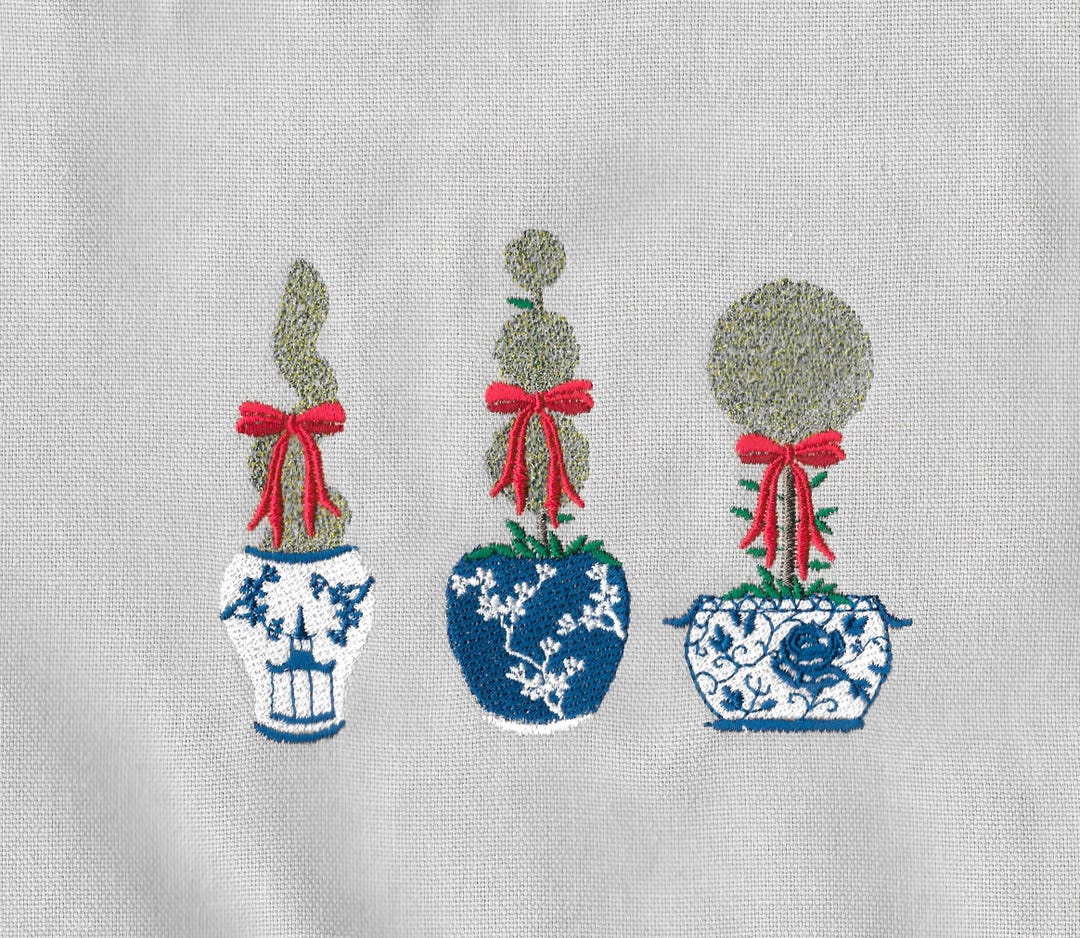 Set of 3 Chinoiserie Topiary, 3 Sizes Each, Machine Embroidery Designs ...