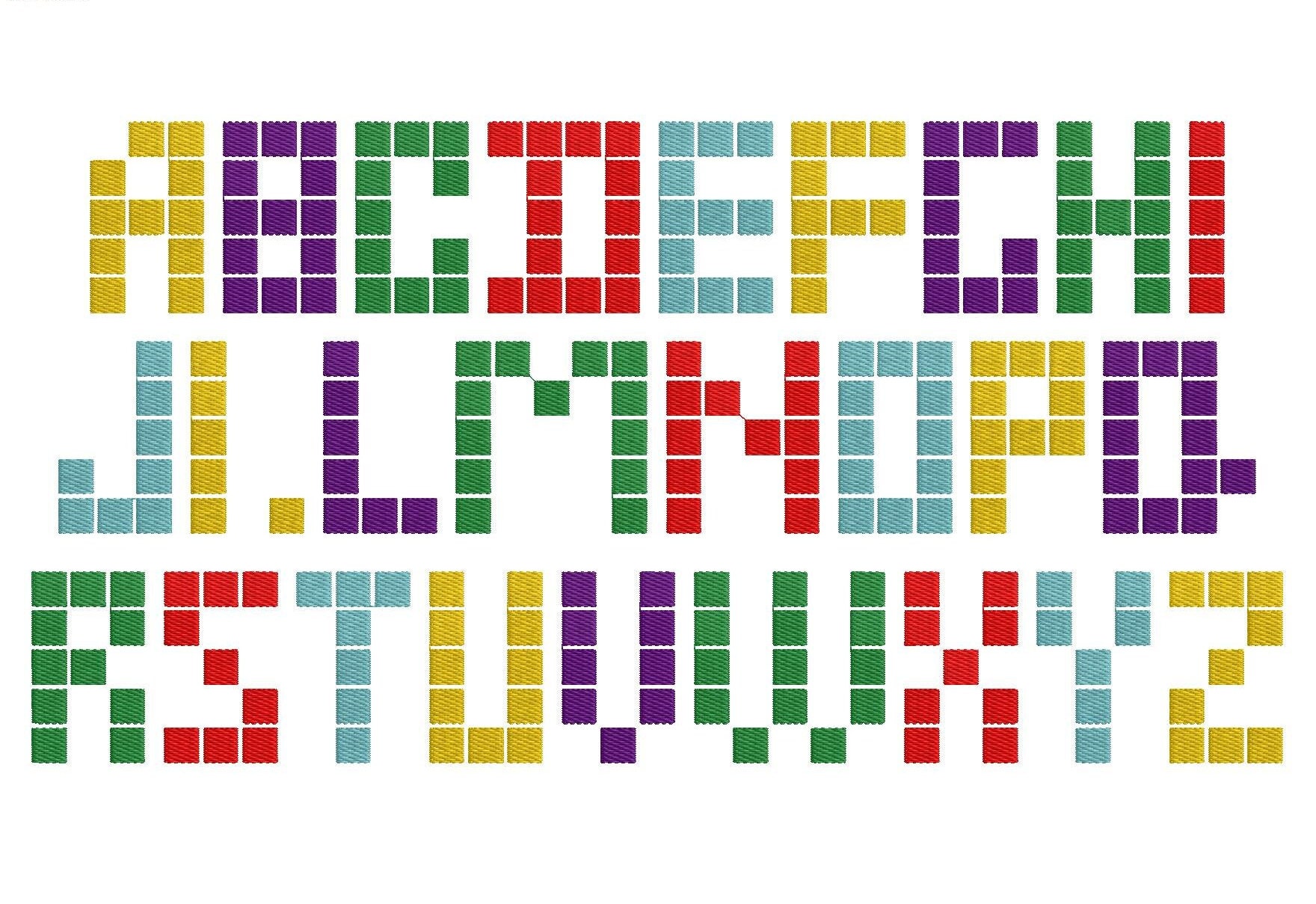 Tetris Font 7 Sizes Machine Embroidery Pattern Embroidery - Etsy