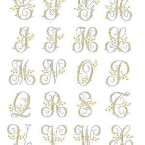 Vintage Old Monograms With Ivy Branches, 26 Capital Letters, 4 Sizes ...