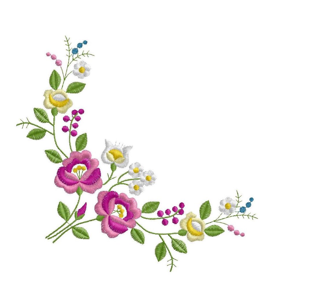 Flower Corner Folk, 2 Sizes, Machine Embroidery Designs - Etsy