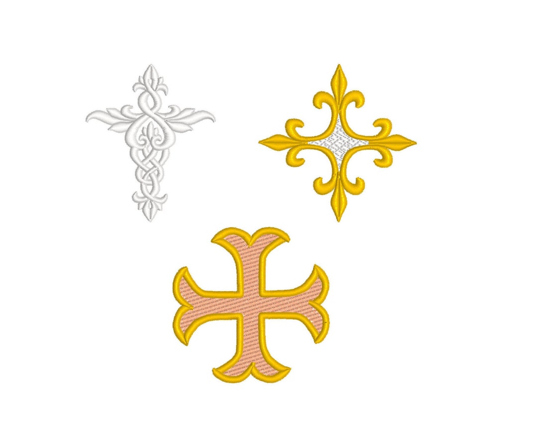 Set of 3 Cross Patterns, Musketeer Cross, Baroque Cross, Fleur De Lis ...