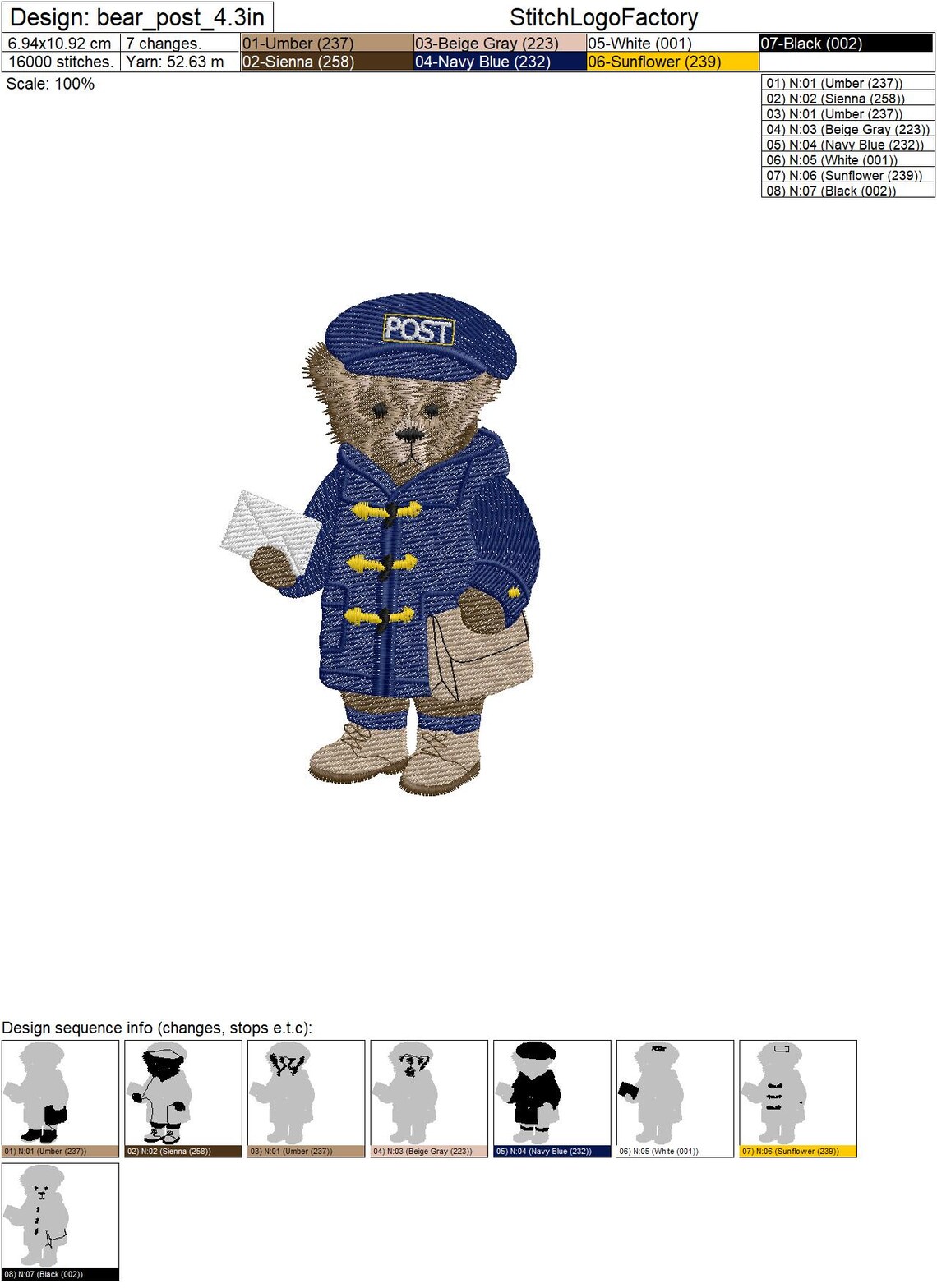 Teddy Bear, Duffle Coat Postman, 3 Sizes, Machine Embroidery Designs - Etsy