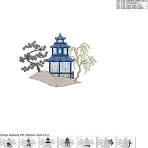 Traditional Japanese Pagoda, 4 Sizes, Machine Embroidery Designs - Etsy