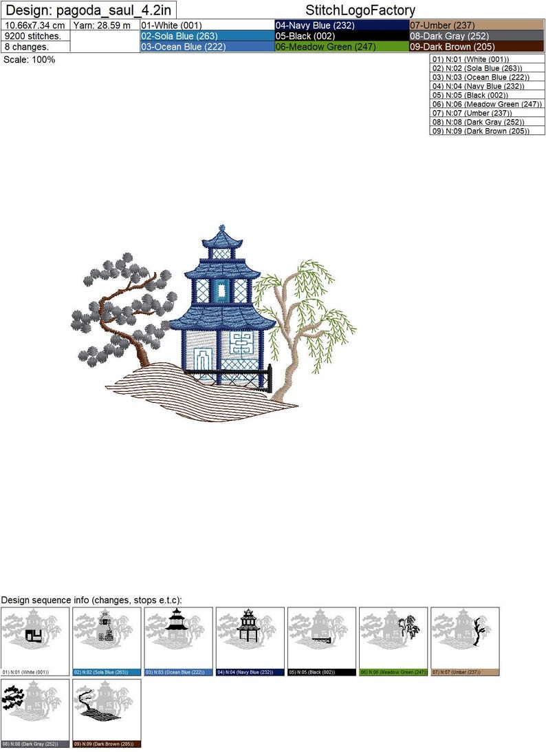 Traditional Japanese Pagoda, 4 Sizes, Machine Embroidery Designs - Etsy