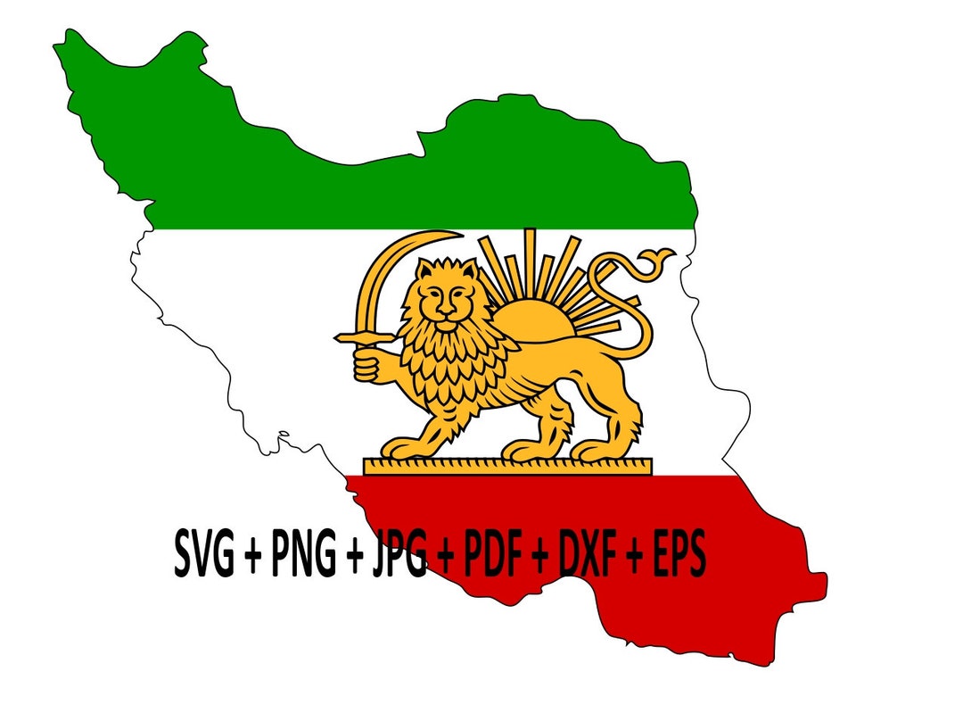 Old Iran Flag on Map State Flag of Iran 1964-1980 Files - Etsy
