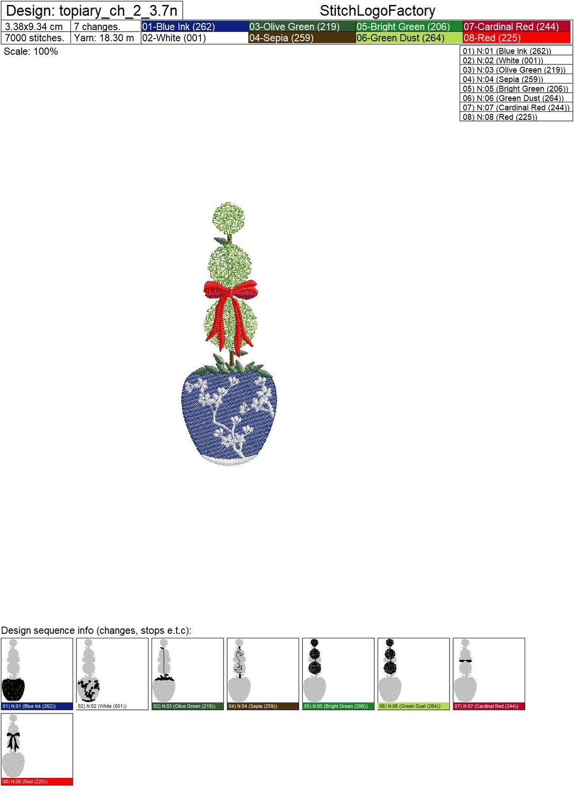 Set of 3 Chinoiserie Topiary, 3 Sizes Each, Machine Embroidery Designs ...