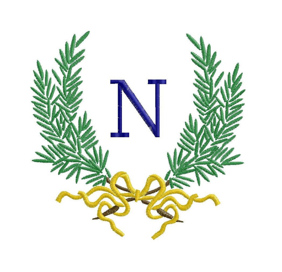 Monogram to Fill, Laurel Wreath, Frame Napoleon Style, 3 Sizes, Machine ...