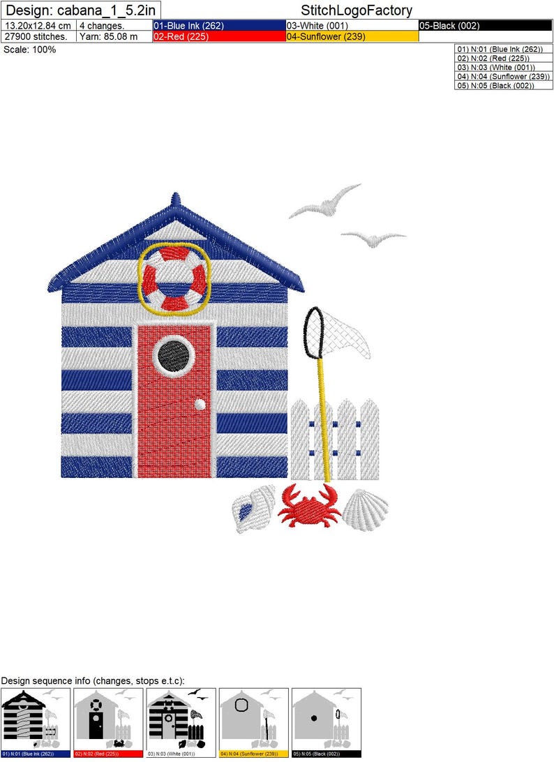 Beach Hut, Shell, Seaside, 3 Sizes, Machine Embroidery Designs - Etsy