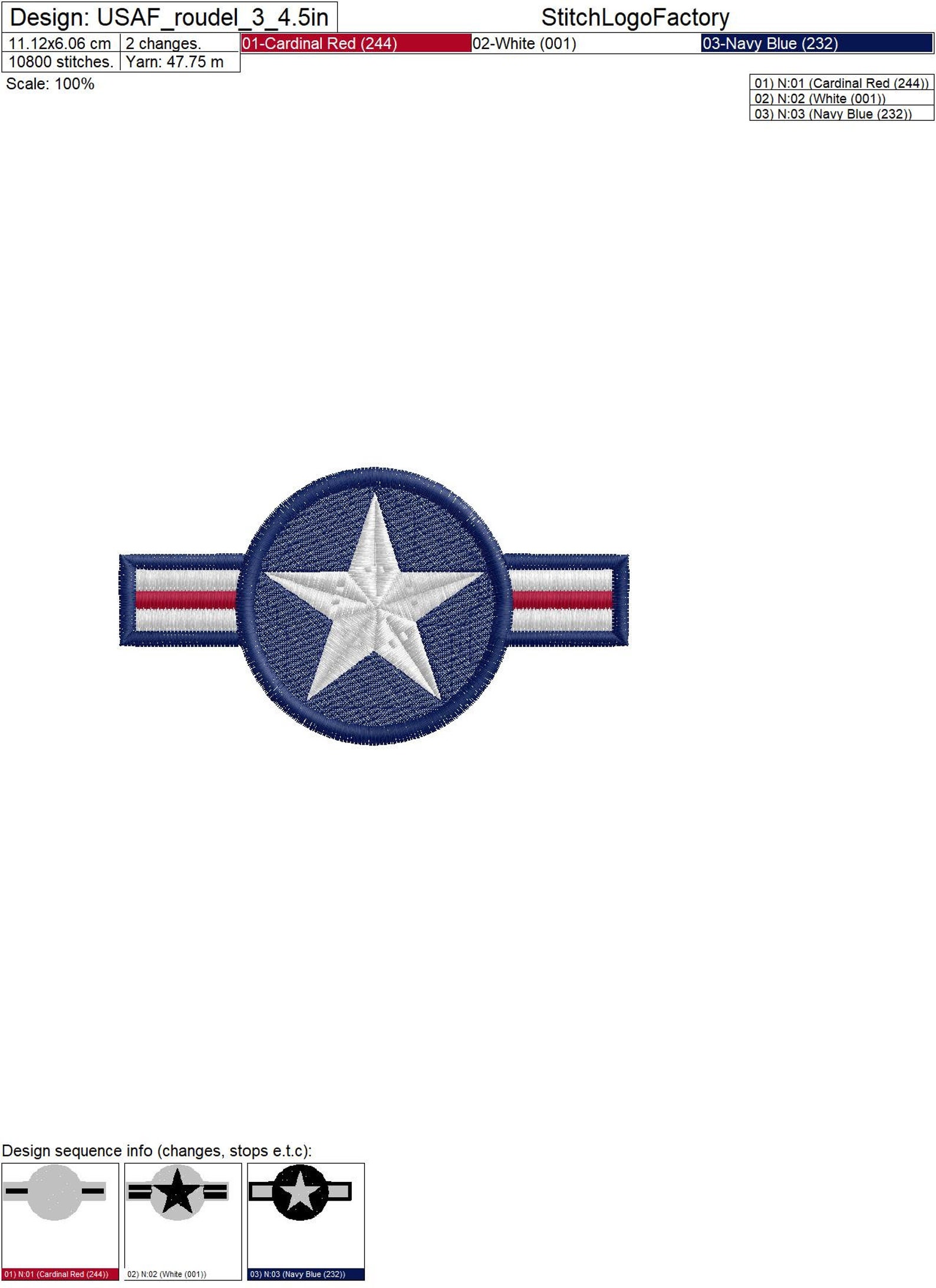 Roundel of the USAF, 5 Sizes, Machine Embroidery Designs - Etsy