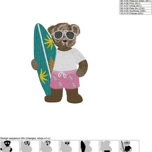 Teddy Bear Surfer, 3 Sizes, Machine Embroidery Designs - Etsy