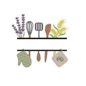Kitchen Utensils Split Frame, Updated Version, Machine Embroidery ...