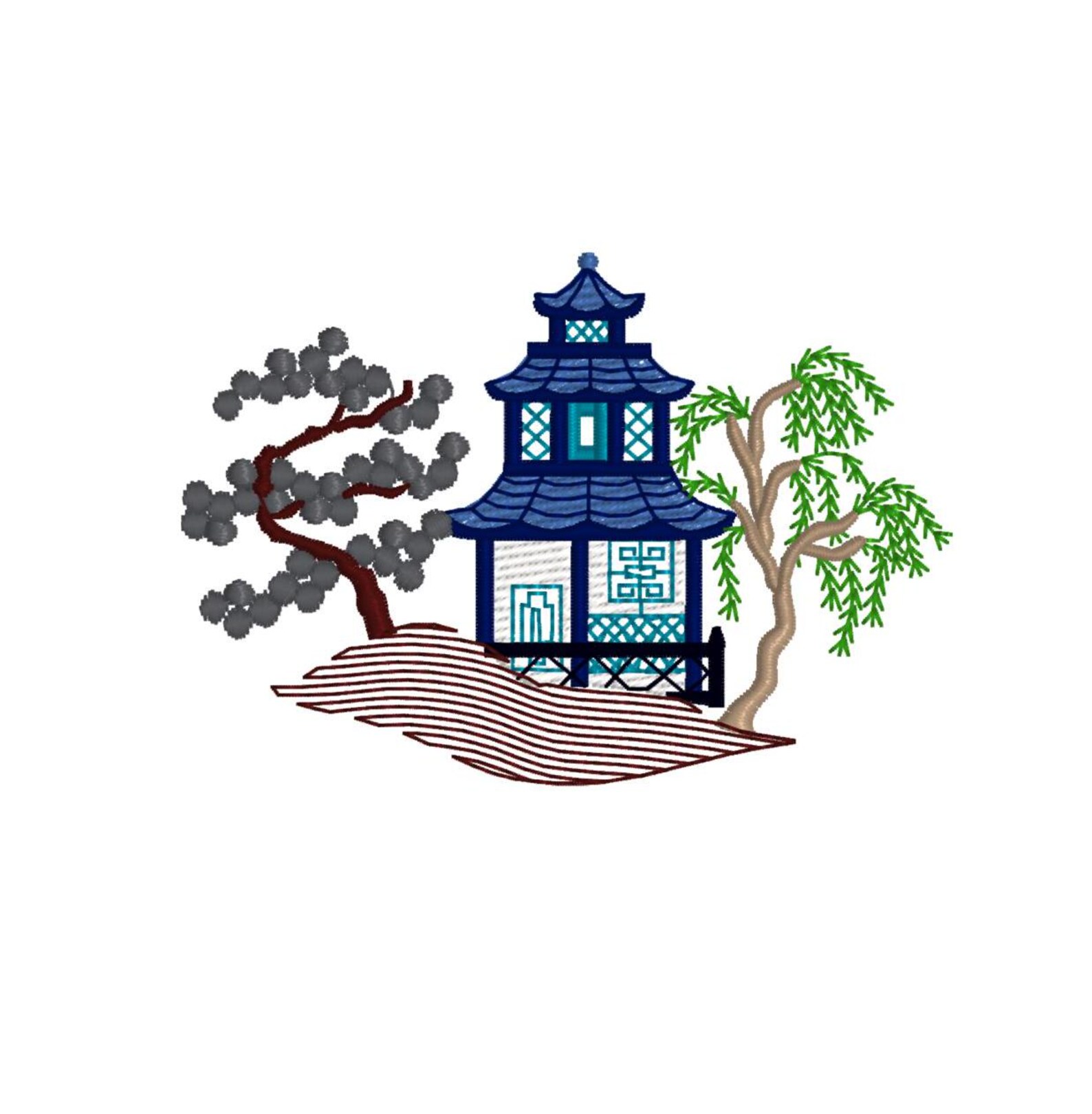 Traditional Japanese Pagoda, 4 Sizes, Machine Embroidery Designs - Etsy