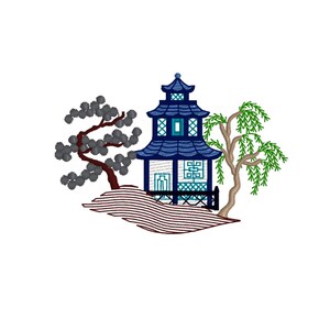 Traditional Japanese Pagoda, 4 Sizes, Machine Embroidery Designs - Etsy