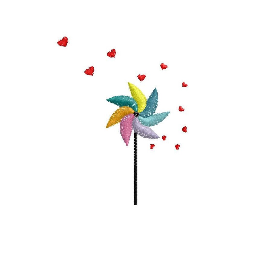 Pinwheel With Hearts, 5 Sizes ,machine Embroidery Designs - Etsy
