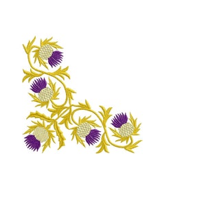 Set of 4 Golden Thistle Border Corner, 3 Sizes Each Machine Embroidery Designs Instant Download ...