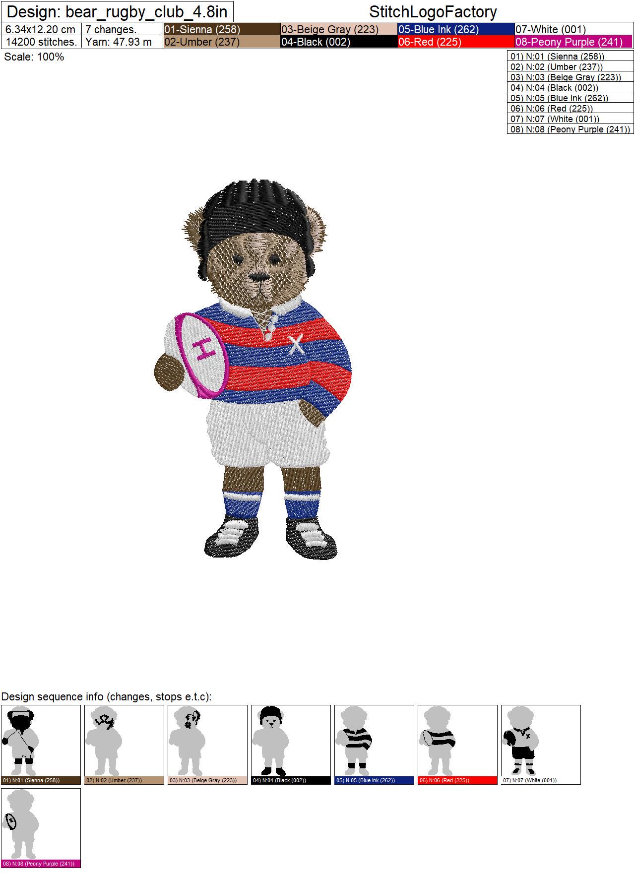Teddy Bear Rugby Player, 3 Sizes, Machine Embroidery Designs - Etsy