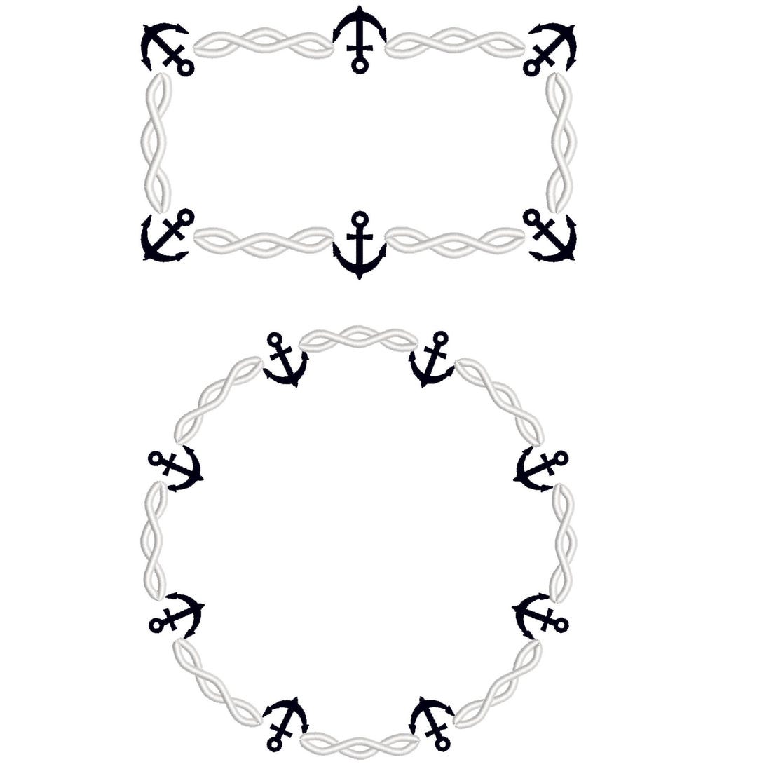 Nautical Rope Frames With Anchor, Circle, Rectangle, 3 Sizes Each ...