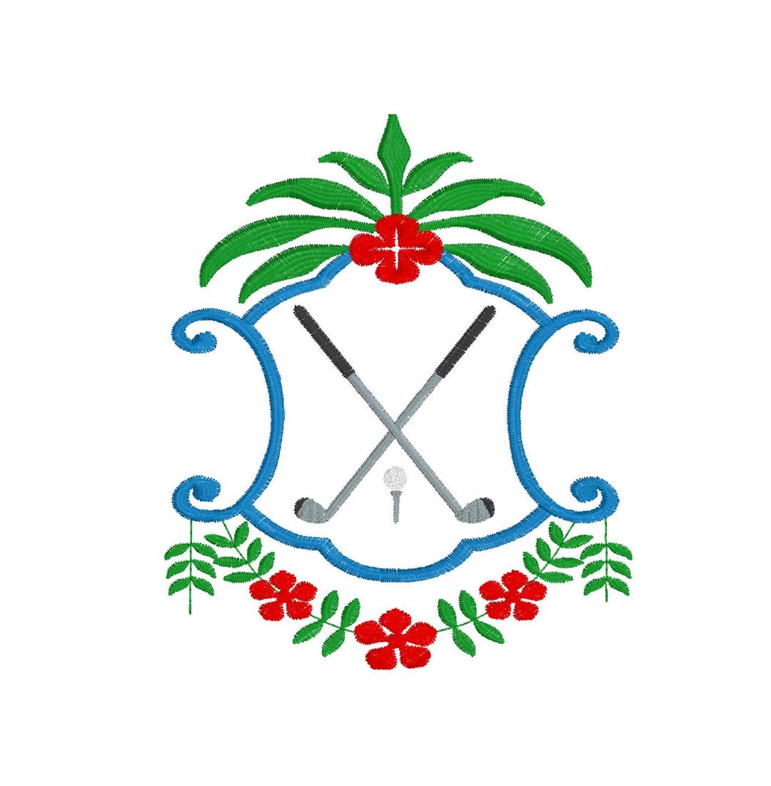 Set of 2 Golf Monogram Crest Machine Embroidery Designs, 4 Sizes ...