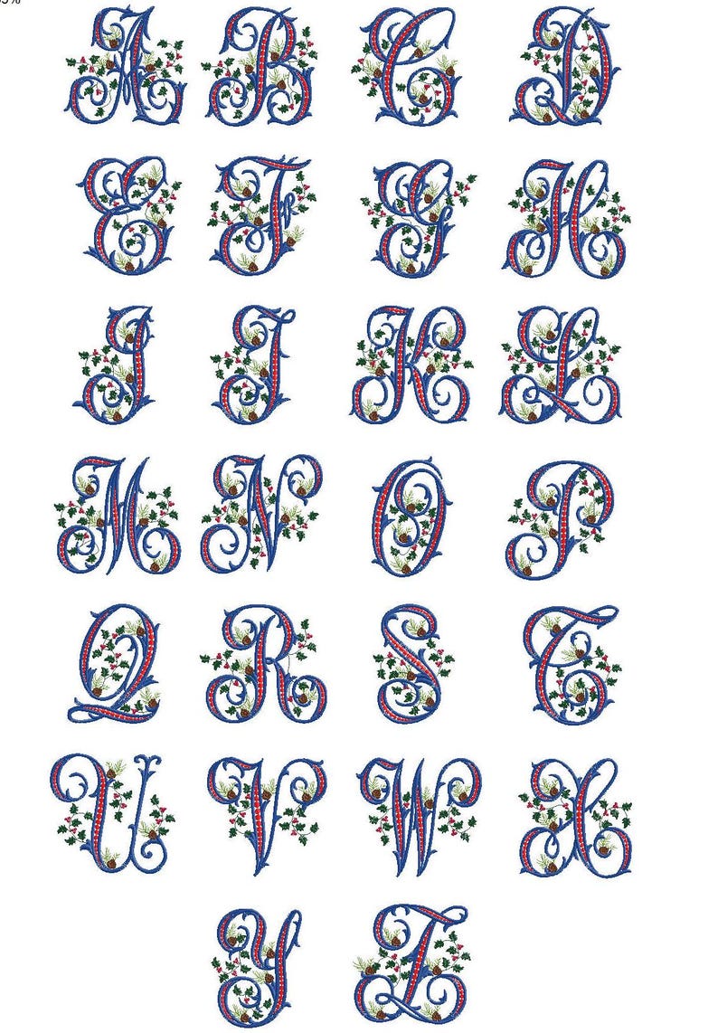 Vintage Old Monograms for Christmas, 26 Capital Letters, 5 Sizes ...