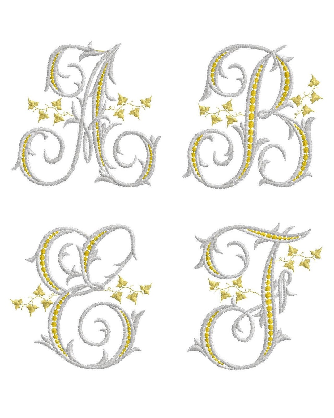 Vintage Old Monograms With Ivy Branches, 26 Capital Letters 4 Sizes ...