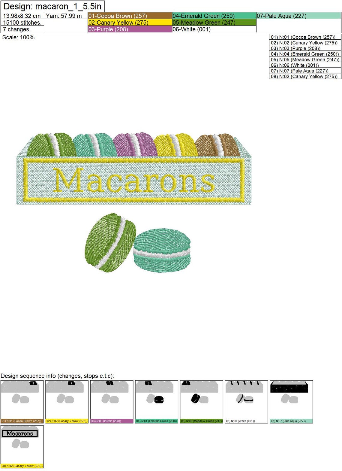French Pastry Macaron Box 2 Sizes Machine Embroidery Pattern - Etsy