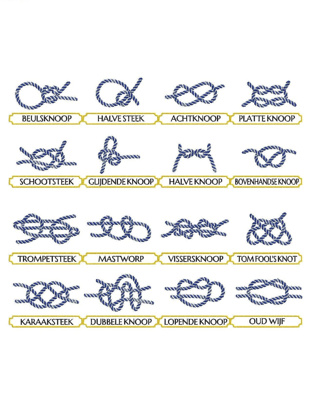 Bundle of Nautical Knots X16 (dutch) Machine Embroidery Designs Instant ...