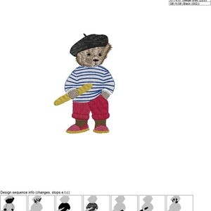 Teddy Bear Parisian, Paris France, 3 Sizes, Machine Embroidery Designs ...