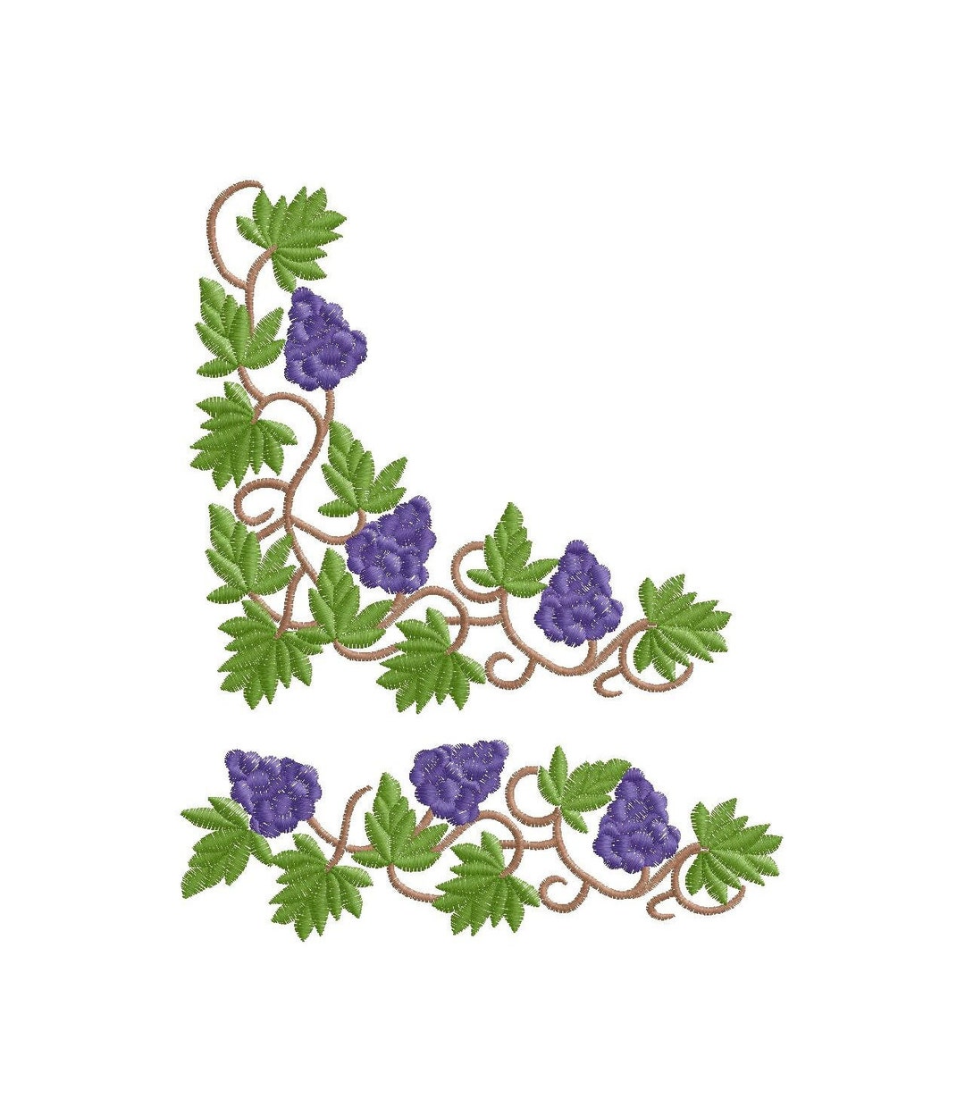 Grape Corner and Grape Border, 4 Sizes Machine Embroidery Designs ...