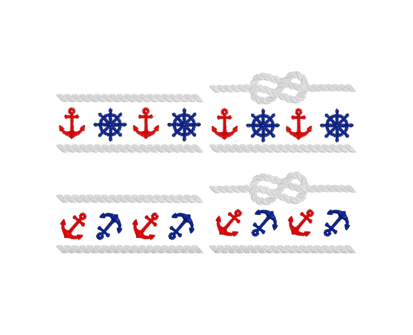 Set of Navy Border With Anchors and Knots, 2 Sizes Each, Machine ...