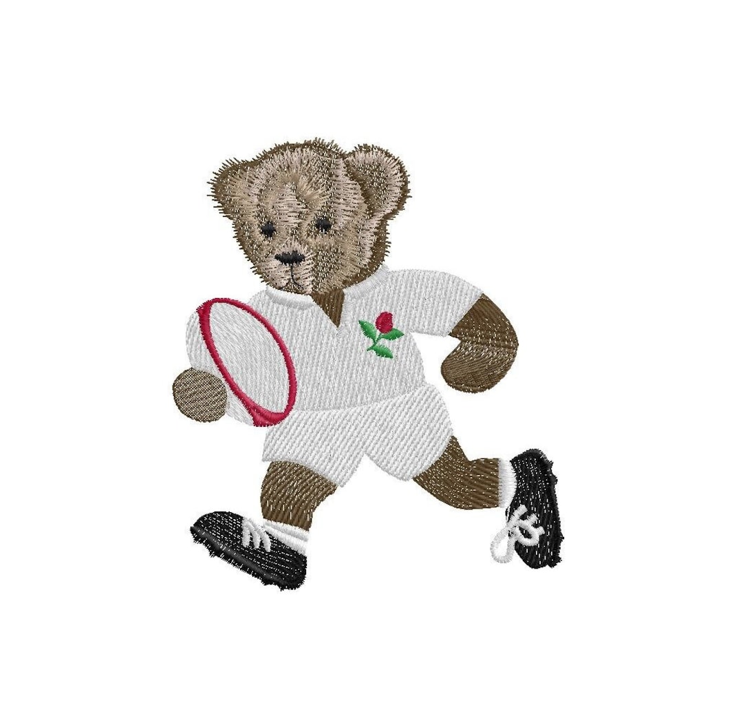 Teddy Bear Rugby Player England, 3 Sizes, Machine Embroidery Designs ...