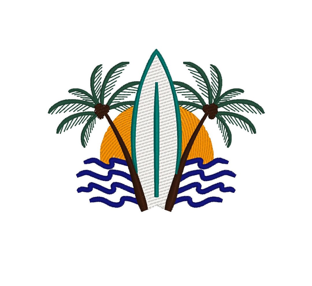 Sunset, Sea Surf, 5 Sizes Each, Machine Embroidery Designs, Instant ...