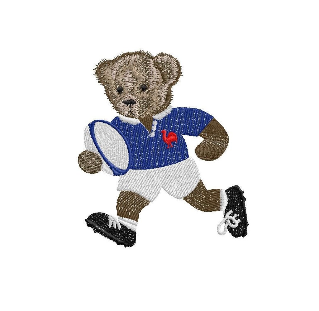 Teddy Bear Rugby Player France, 3 Sizes, Machine Embroidery Designs ...