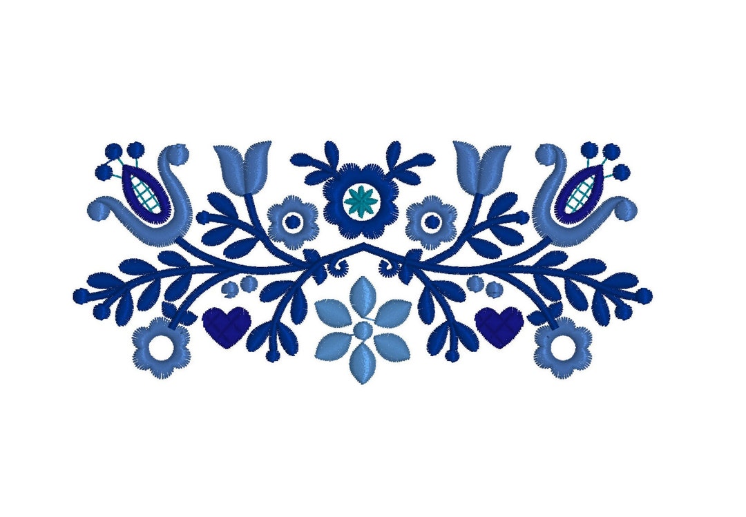 Ornemental Folk Design Flowers, 3 Sizes, Machine Embroidery Designs - Etsy