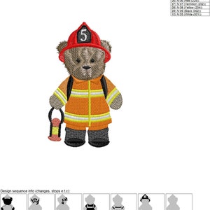 Teddy Bear Fireman, 3 Sizes, Machine Embroidery Designs Instant ...