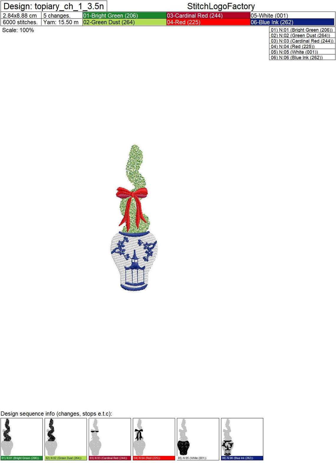 Set of 3 Chinoiserie Topiary, 3 Sizes Each, Machine Embroidery Designs ...