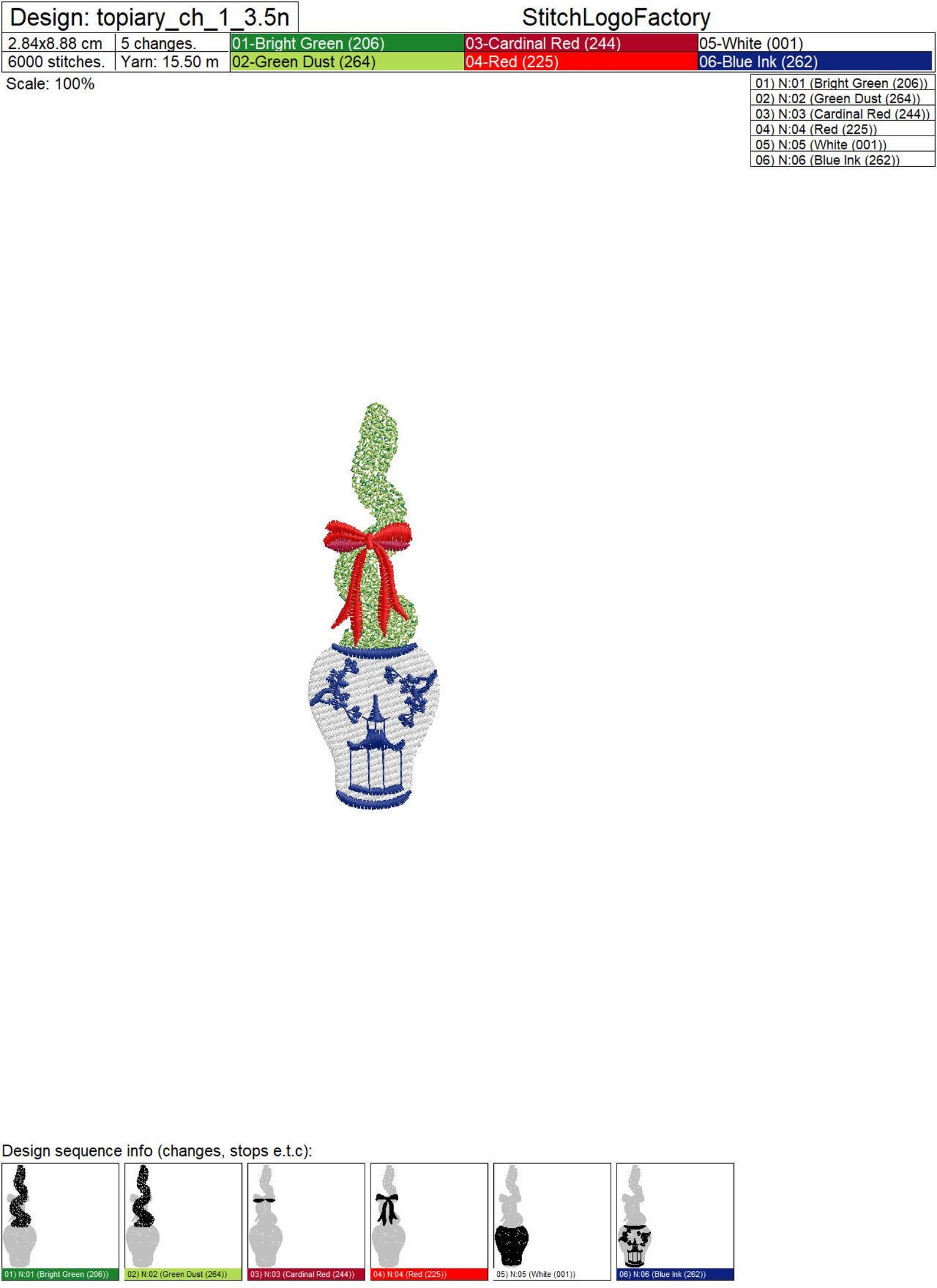 Set of 3 Chinoiserie Topiary, 3 Sizes Each, Machine Embroidery Designs ...
