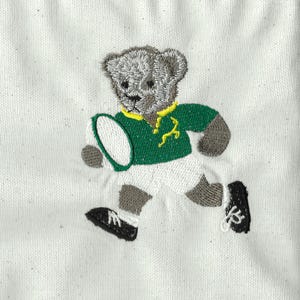 Teddy Bear Rugby Player South Africa, 3 Sizes, Machine Embroidery ...