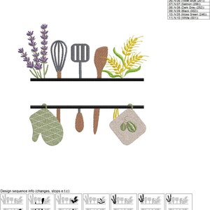 Kitchen Utensils Split Frame, Updated Version, Machine Embroidery ...
