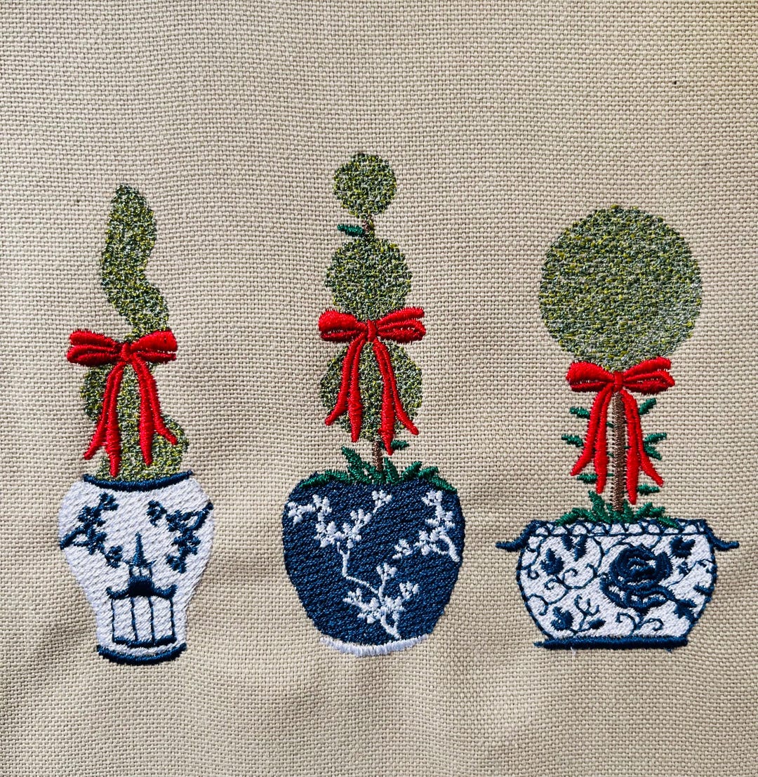 Set of 3 Chinoierie Topiary, 3 Sizes Each Machine Embroidery Designs ...