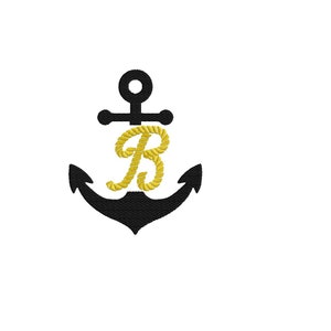 Monograms With Rope Font, Alphabet in an Anchor Frame, 4 Sizes, Machine ...