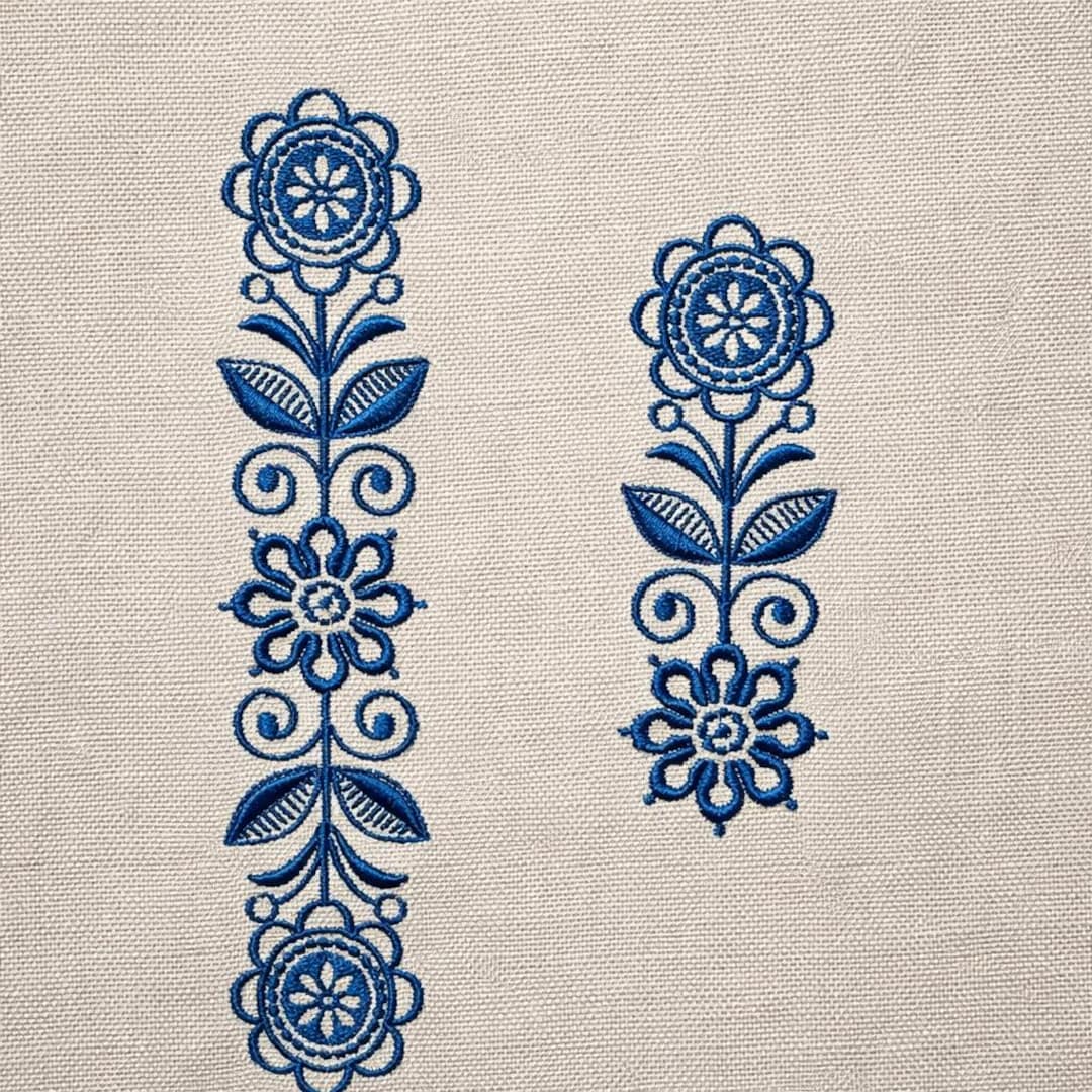 Folk Flower, Scandinavian Style, 4 Sizes, Machine Embroidery Designs - Etsy
